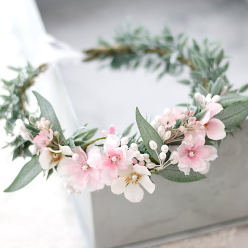 Cherry Blossom Flower Crown for Wedding Sakura Hair Wreath - Etsy