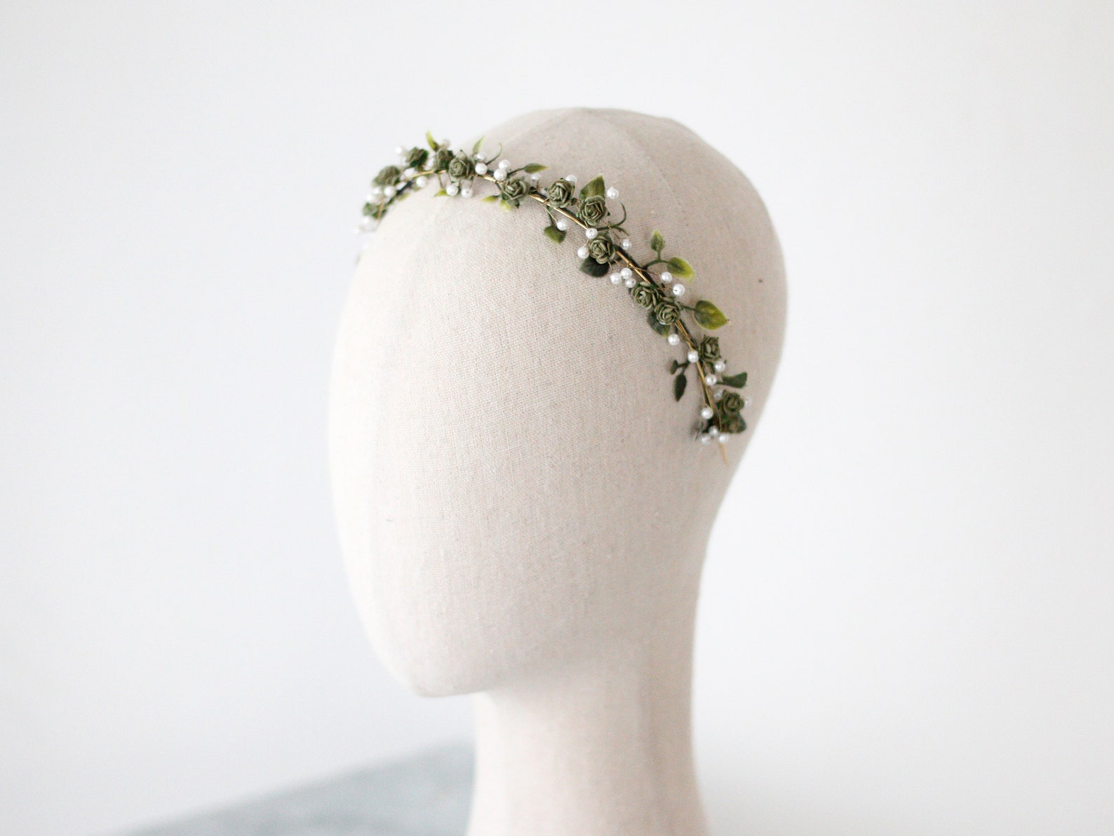 Green Flower Headband for Wedding Greenery Flower Crown - Etsy