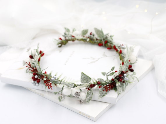 Frosted Flower Crown Winter Crown Holiday Crown Christmas | Etsy