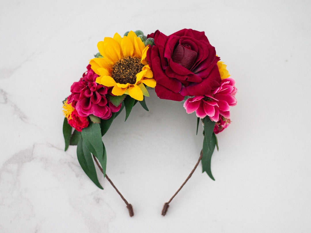Midsommar Flower Head Band, Sunflower Crown, Frida Kahlo Headdress ...