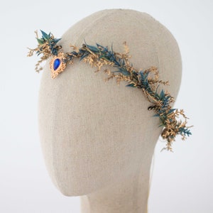Blue Gold Elven Crown, Fairy Tiara, Fantasy Wedding Headband, Elven ...