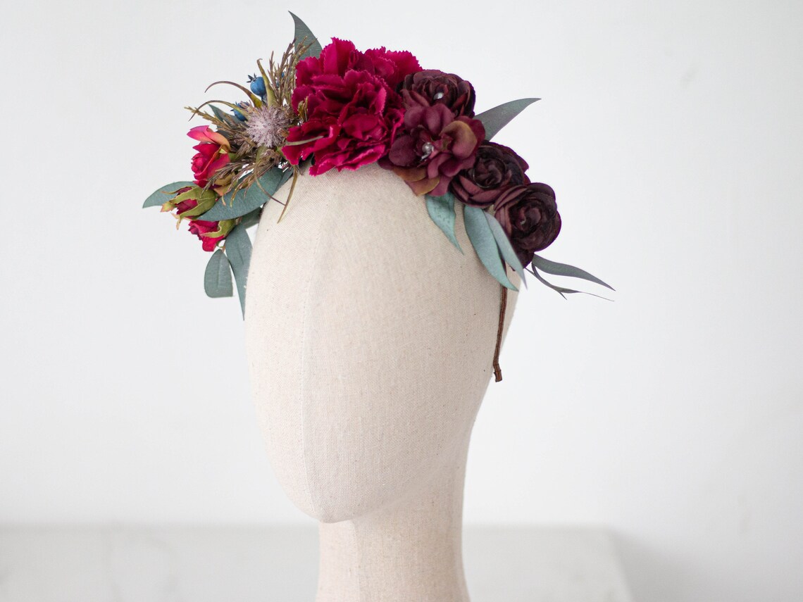 Flower Crown Headband Large Flower Headpiece Fall Flower - Etsy