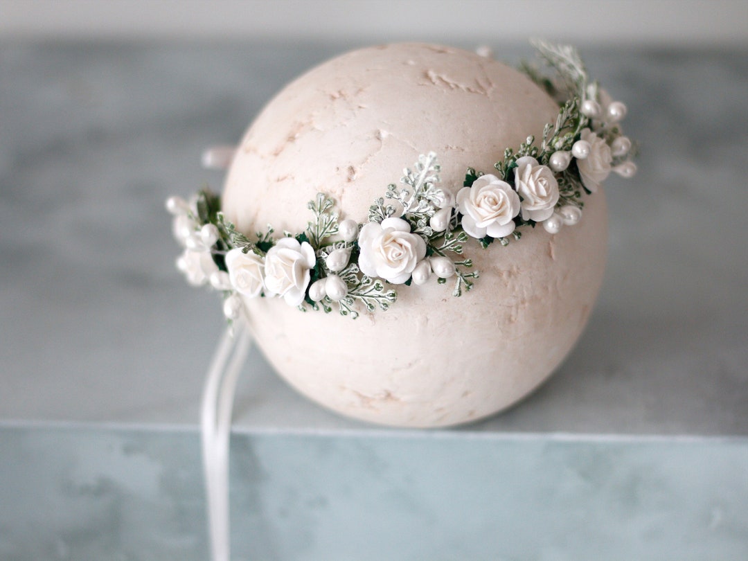 Winter Crown, White Winter Flower Crown, Christmas Crown, Frosted ...