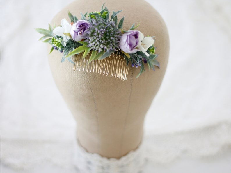 Bridal Purple Comb Purple Flower Comb Bridal Hair Comb - Etsy