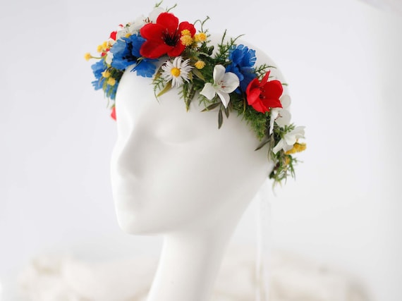 Poppy Flower Crown Cornflower Flower Crown Red Poppy Floral - Etsy UK