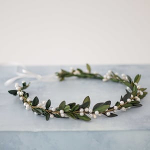 Real Leaf Flower Crown, Pearl Crown, Preserved Leaf Hair Wreath, Dainty ...