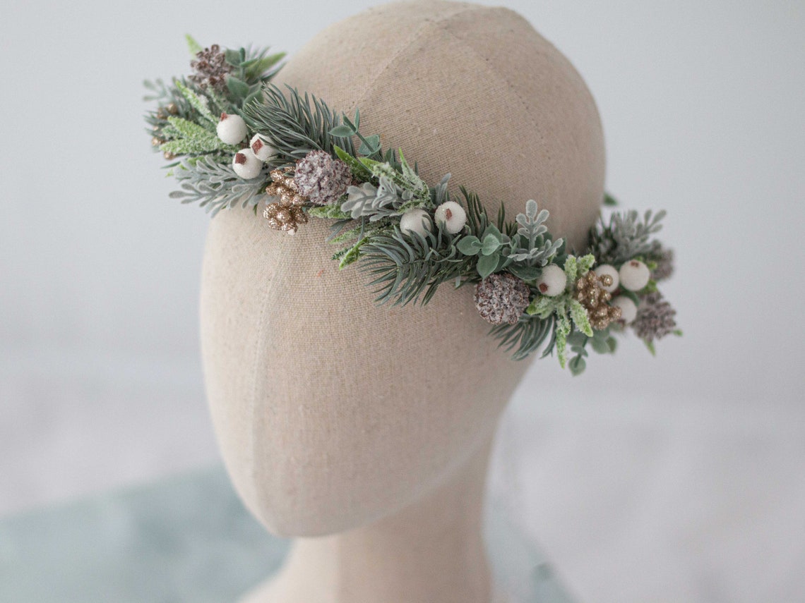 Winter Crown Woodland Wedding Circlet Pine Cone Headband | Etsy