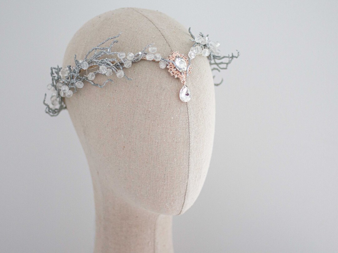 Silver Halo Crown Headpiece, Silver Elven Diadem, Elvish Flower Crown ...