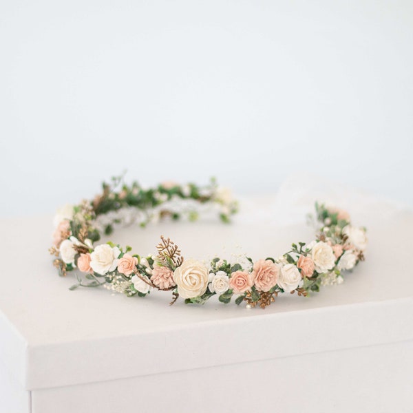 Peach Flower Crown - Etsy