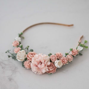 Peach Blush Flower Headband for Wedding, Peach Ivory Floral Crown for ...