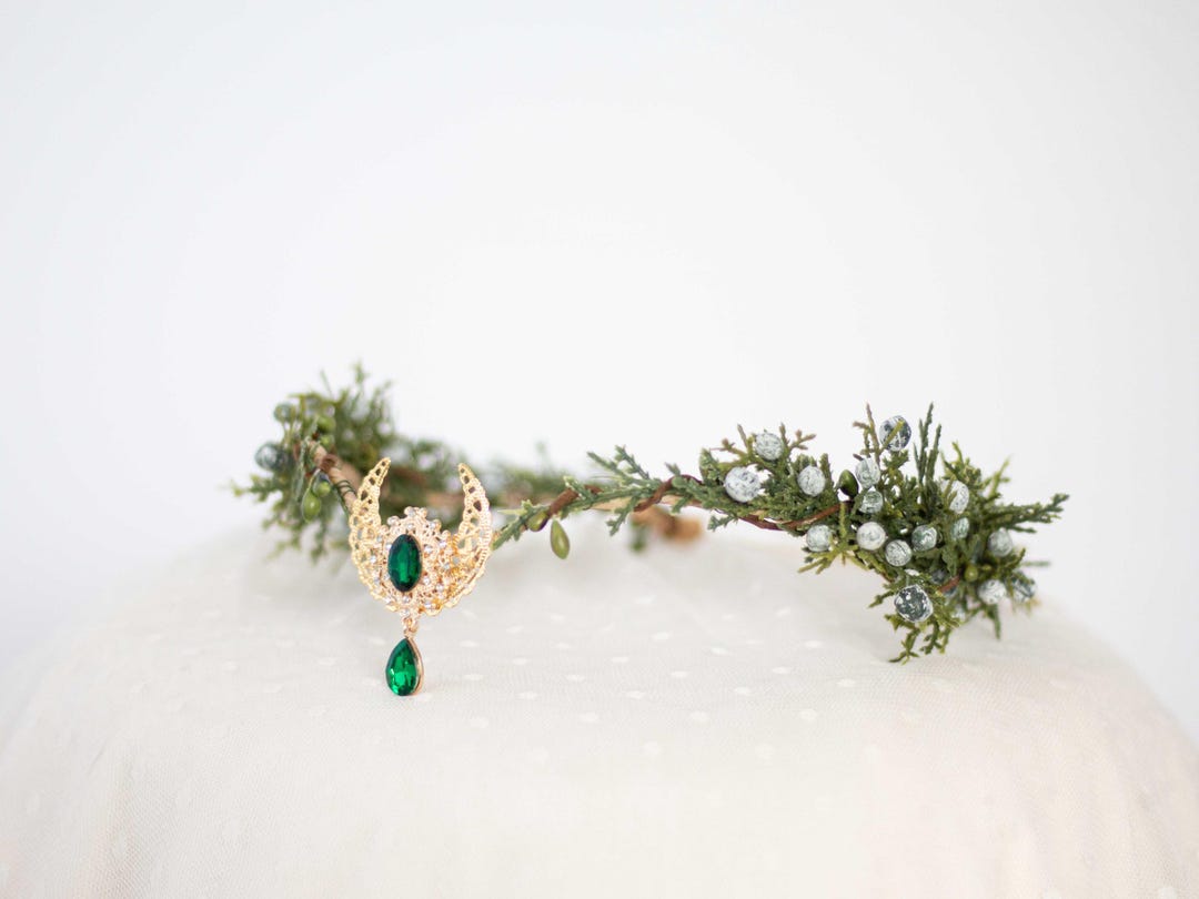 Woodland Elven Tiara, Crescent Moon Crown, Juniper Circlet, Witchy Gift ...