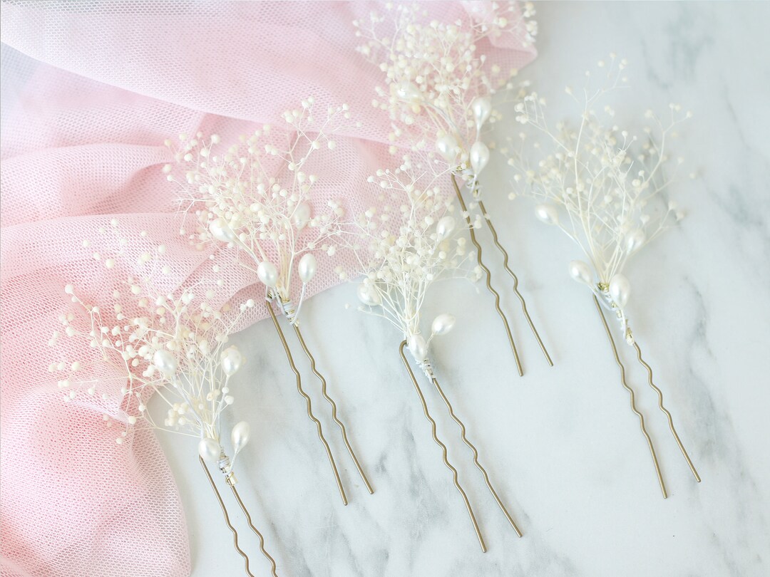 Babys Breath Hair Pins, Gypsophila Hair Piece, Baby's Breath Hair Pin ...
