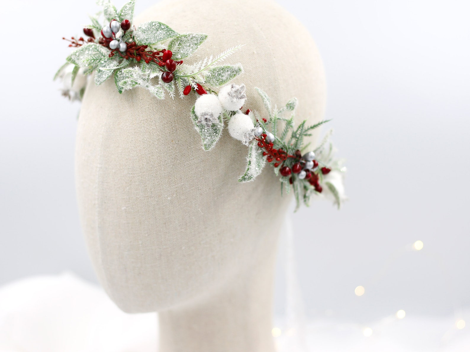 Frosted Flower Crown Winter Crown Holiday Crown Christmas | Etsy