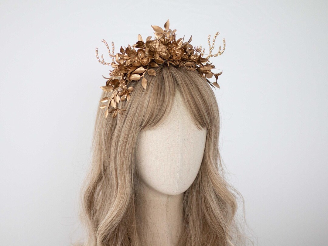 Gold Deer Antler Headband, Faun Costume Crown, Reindeer Headband With ...