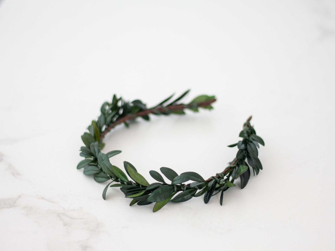 Preserved Green Leaf Headband: Bohemian Wedding Flower Crown - Etsy
