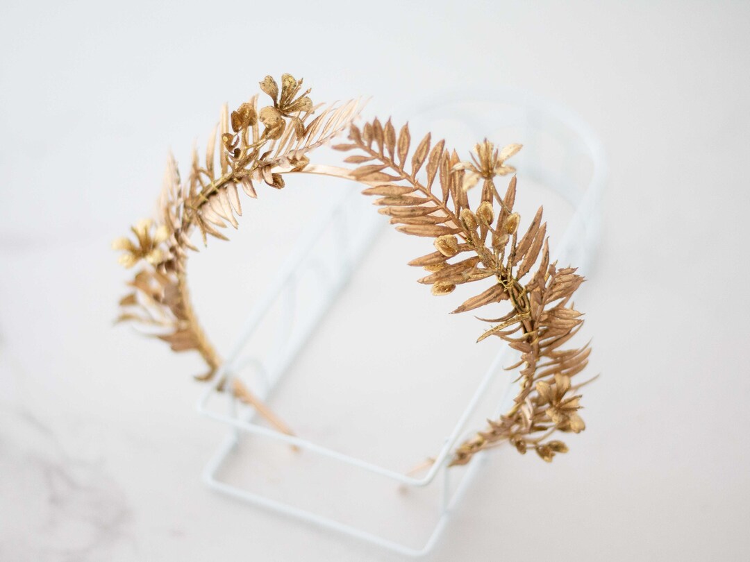 Gold Leaf Headband, Greek Flower Crown, Gold Leaves Fascinator, Goddess ...