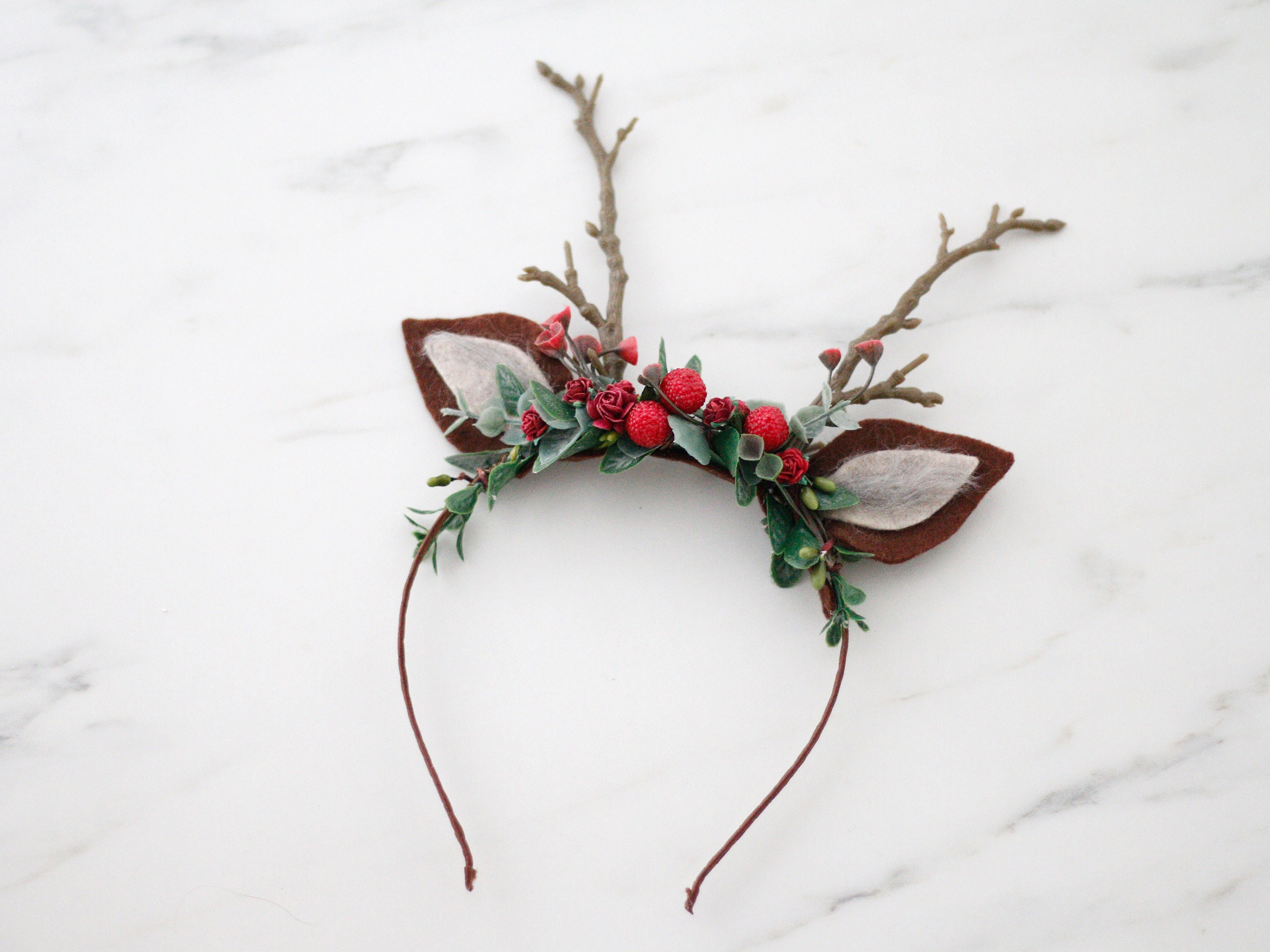 Deer Antler Hairband Reindeer Flower Crown Fawn Headband Etsy