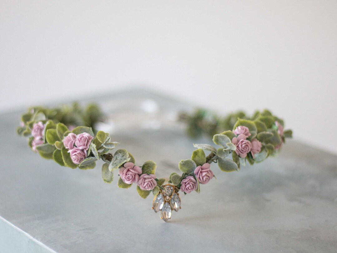 Eleven Crown, Purple Flower Headband With Eucalyptus Leaves, Elven ...