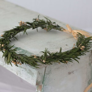 Greenery Flower Crown for Wedding, Green Gold Flower Halo, Preserved ...