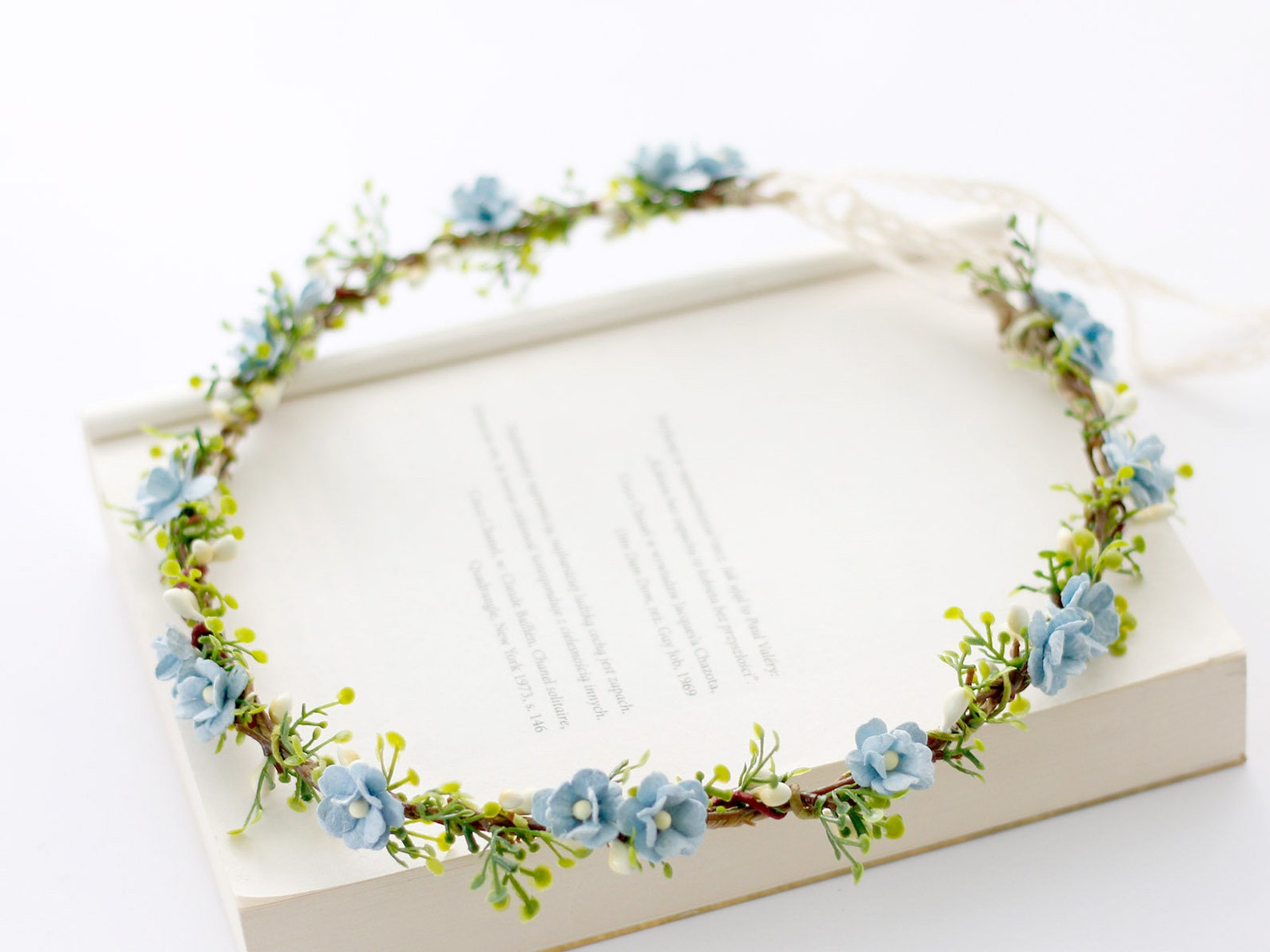 Blue Flower Crown, Blue Hair Wreath, Floral Bridal Crown, Bride Crown ...