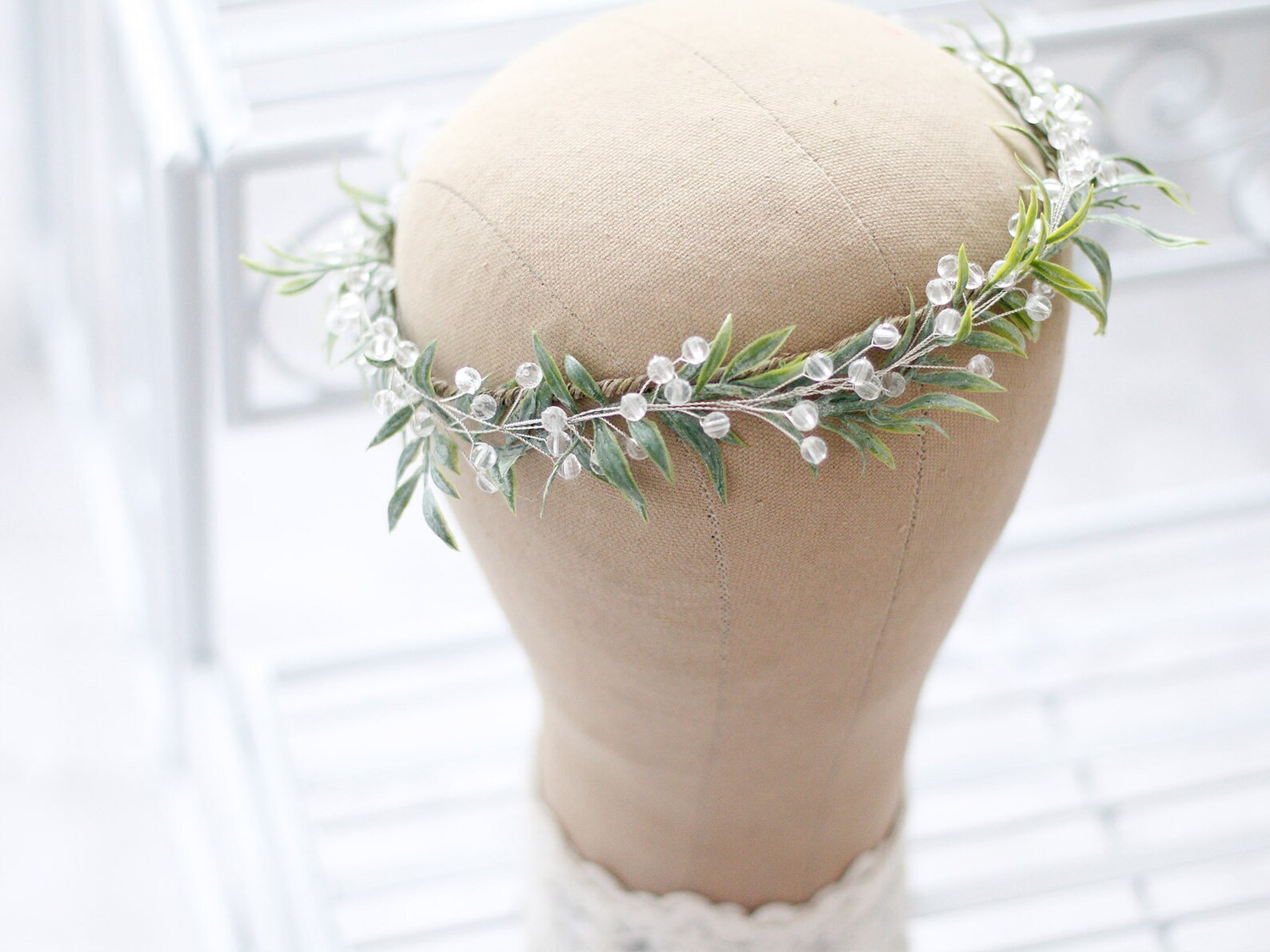 Leaf Flower Crown Greenery Flower Crown Crystal Flower - Etsy