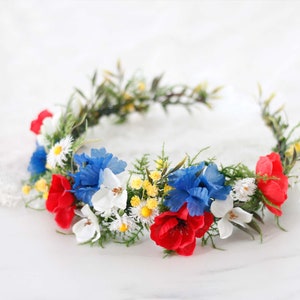 Poppy Flower Crown, Cornflower Flower Crown, Red Poppy Floral Wreath ...