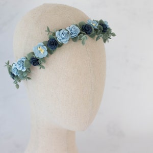 Navy Blue Flower Crown for Wedding Dark Blue Hair Crown - Etsy