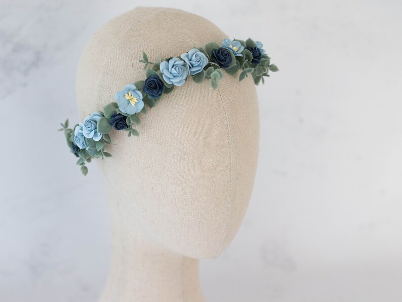 Navy Blue Flower Crown for Wedding Dark Blue Hair Crown - Etsy