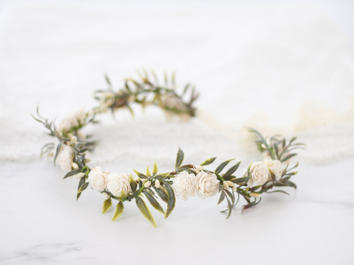 Rustic Flower Crown Wedding Boho Bride Crown Wedding Flower | Etsy