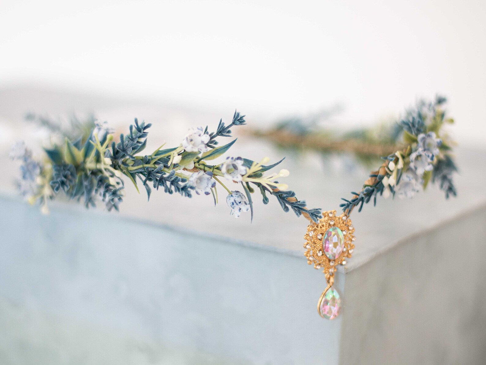 Blue Elven Tiara Woodland Flower Tiara Fairy Floral Crown - Etsy