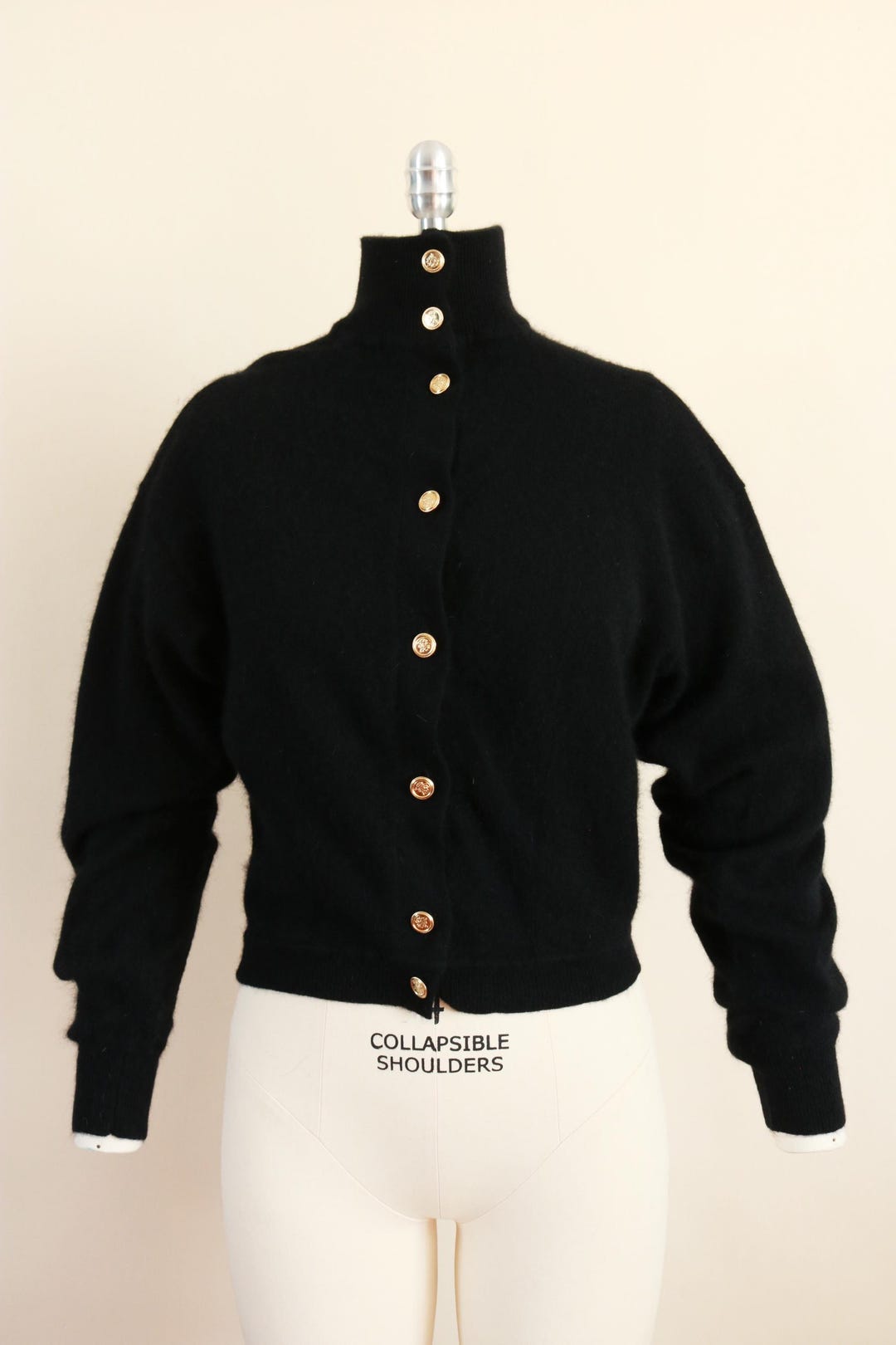 Vintage 80s Black Angora Forenza High Neck Sweater Cardigan - Etsy