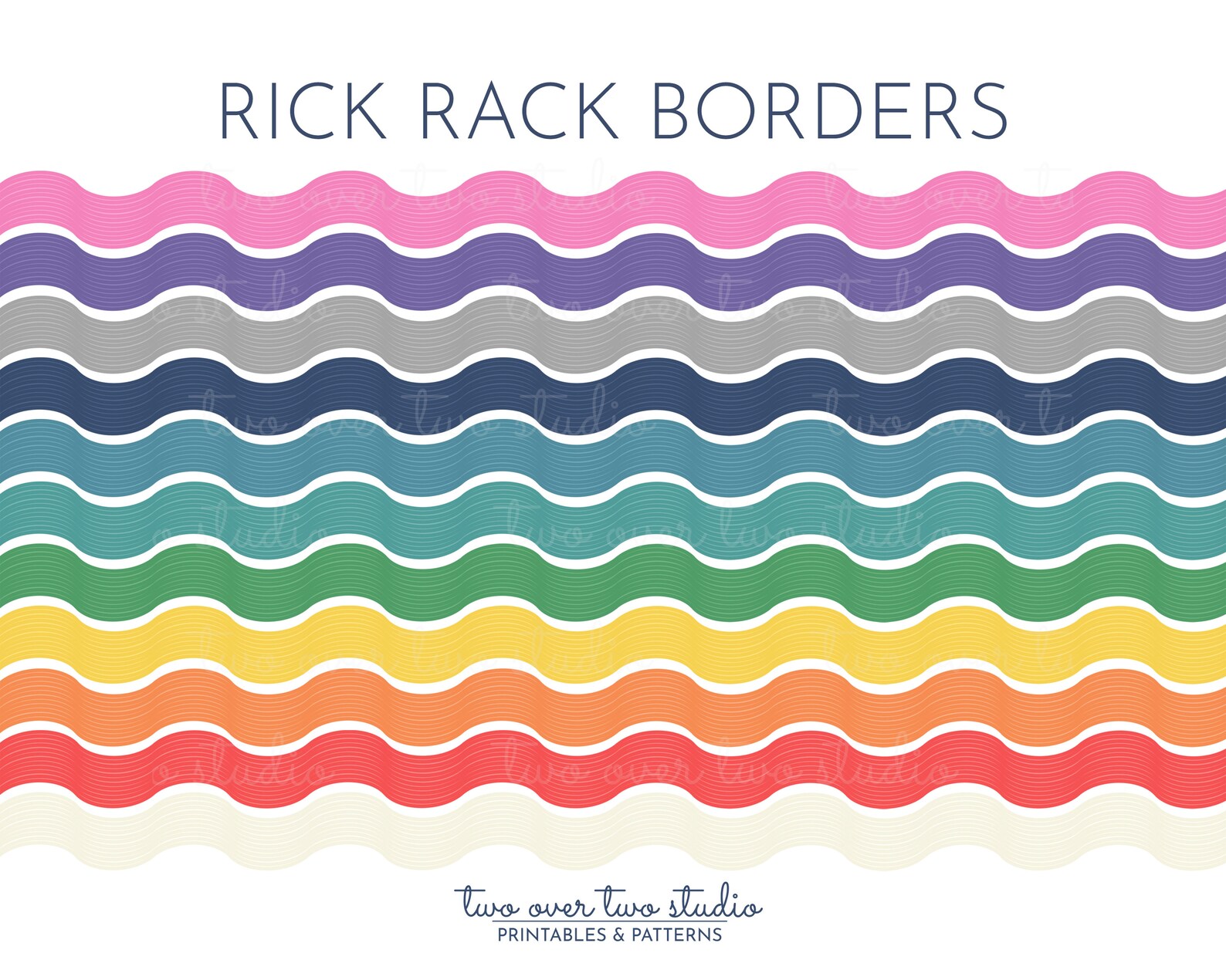 Rick Rack Border, Commercial Use, Preppy Clip Art, Hand Drawn Chevron ...