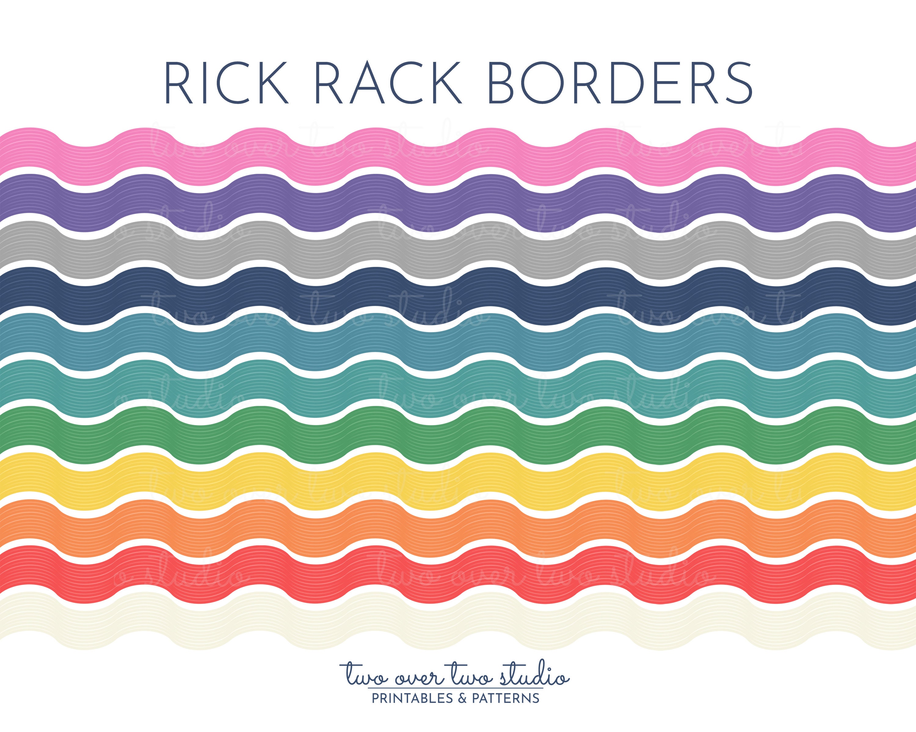 Rick Rack Border, Commercial Use, Preppy Clip Art, Hand Drawn Chevron ...