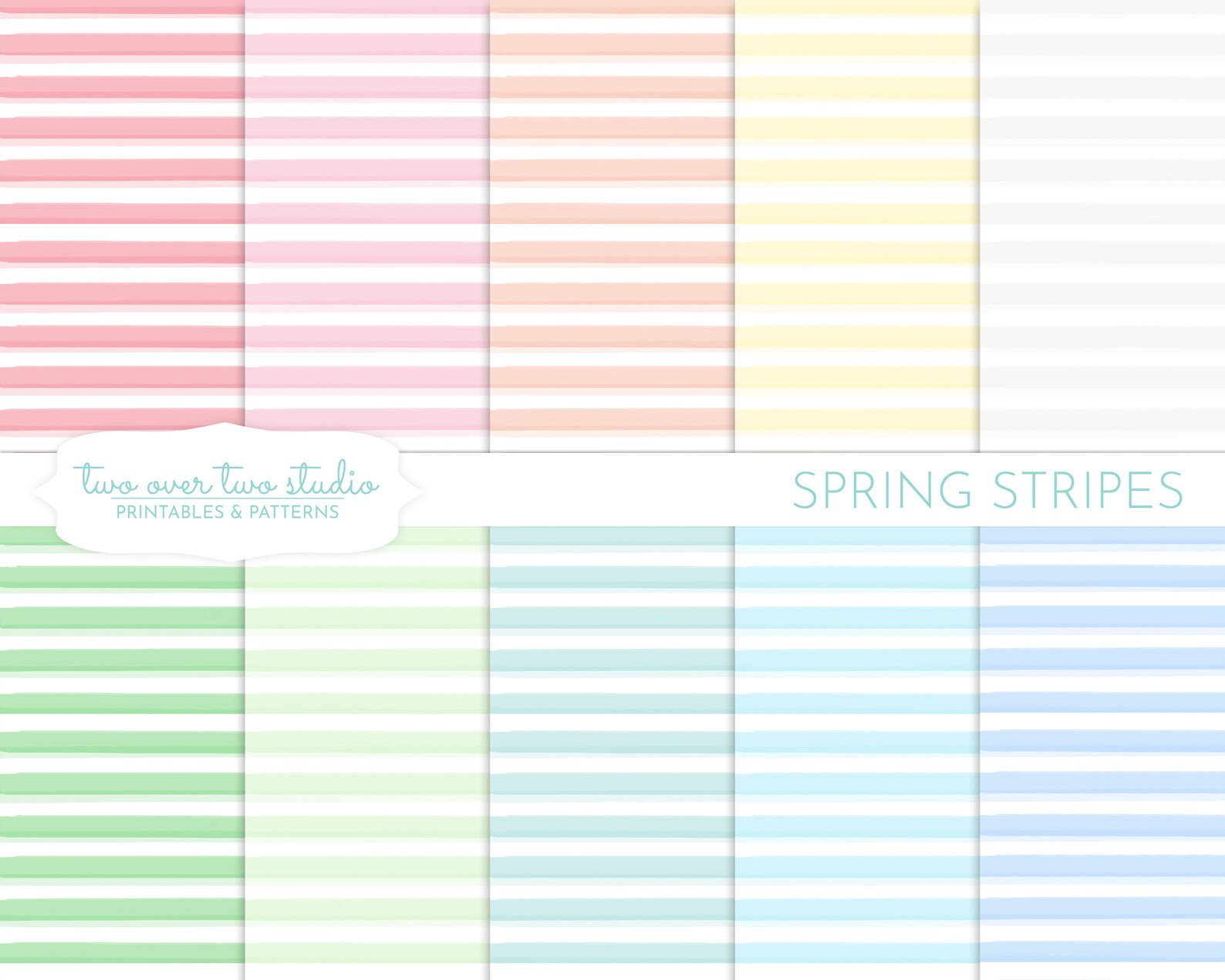 Watercolor Stripes Digital Paper, Spring Stripes Digital Paper ...