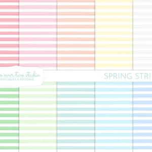 Watercolor Stripes Digital Paper, Spring Stripes Digital Paper ...