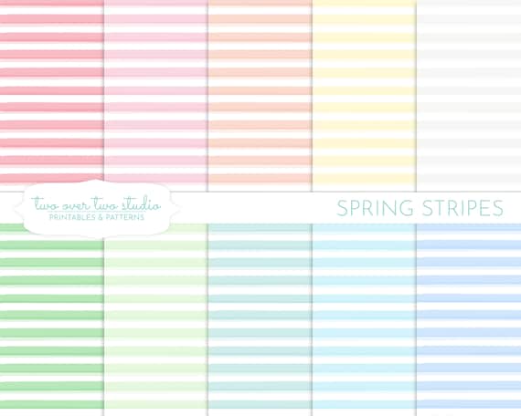 Watercolor Stripes Digital Paper Spring Stripes Digital | Etsy