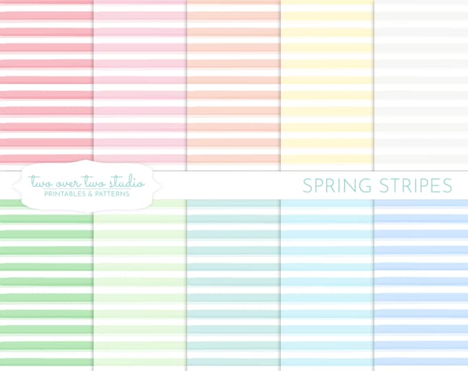 Watercolor Stripes Digital Paper, Spring Stripes Digital Paper ...