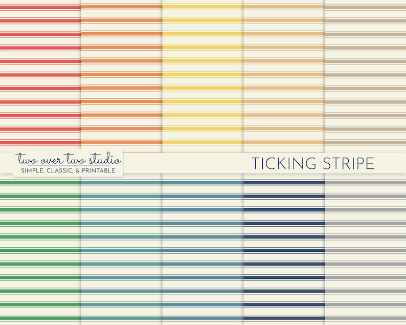 Ticking Digital Paper, Preppy Stripe Pattern, Commercial Use Ticking ...