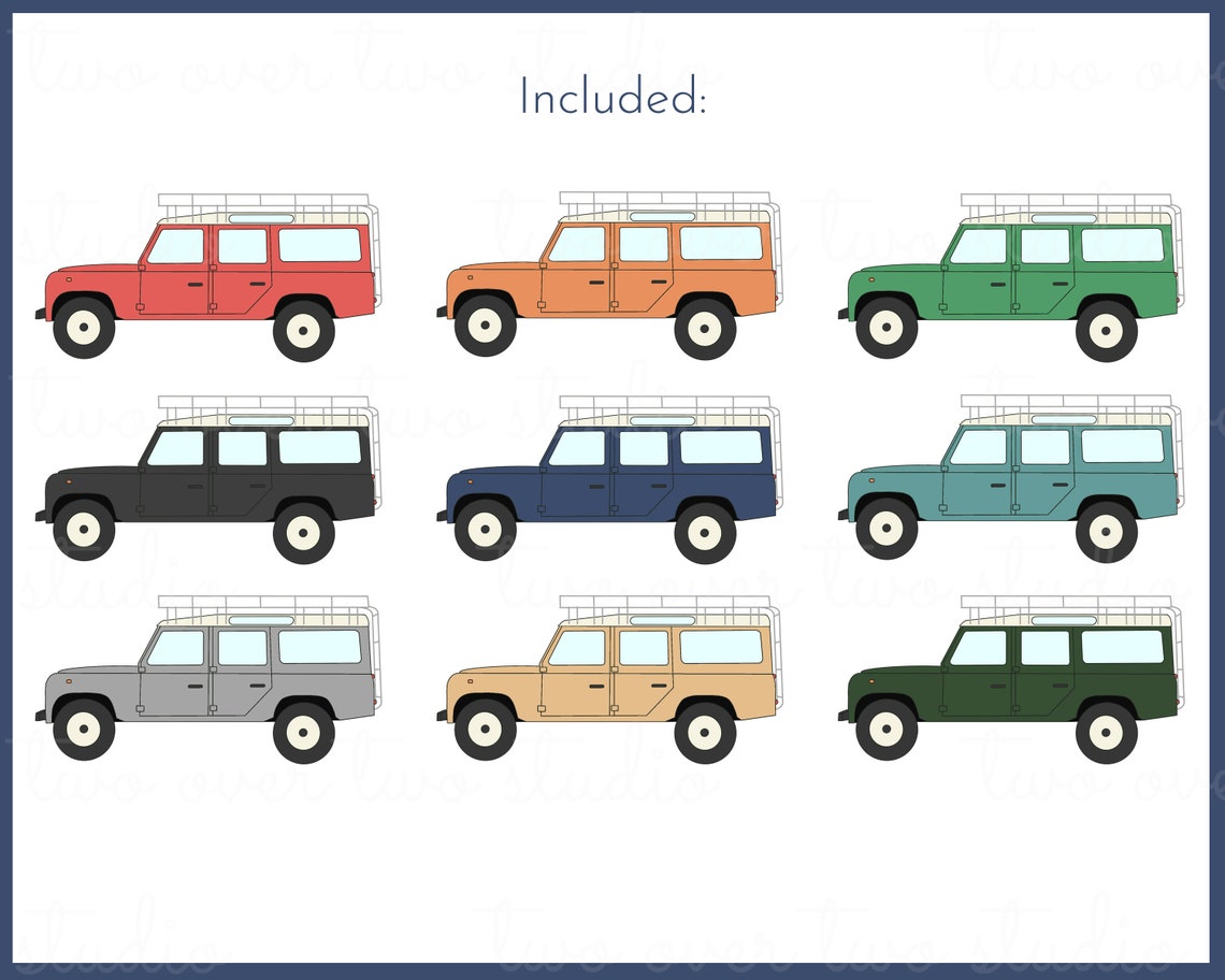 Land Rover Defender SVG File, Commercial Use, Preppy Truck Clipart, SUV ...
