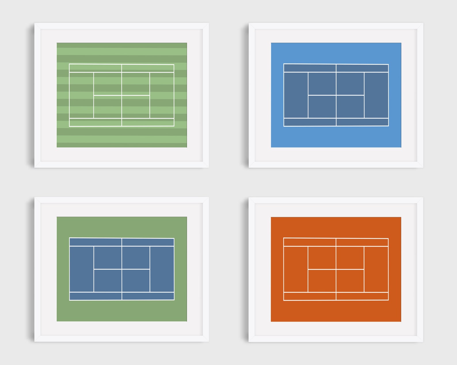 Tennis Court Prints, Minimalist Tennis Court Print, Wimbledon, French ...