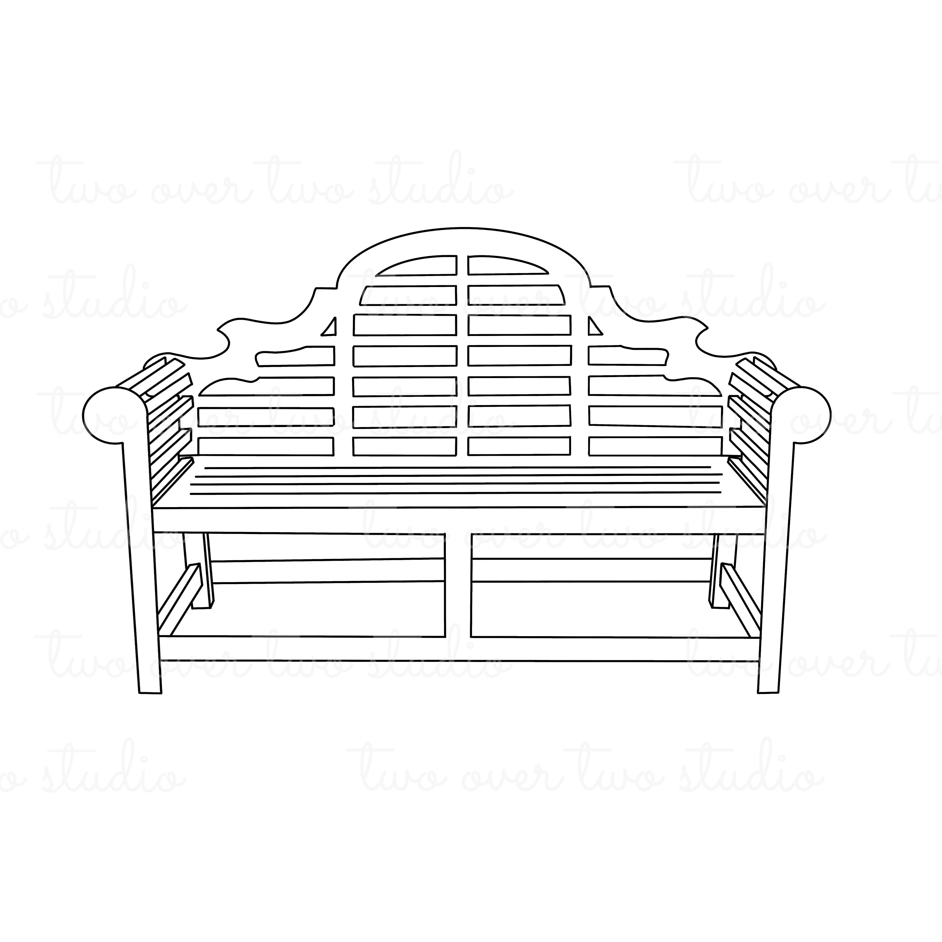 Wooden Bench Clipart, Commercial Use, Wood Garden Bench Clip Art, Bench ...