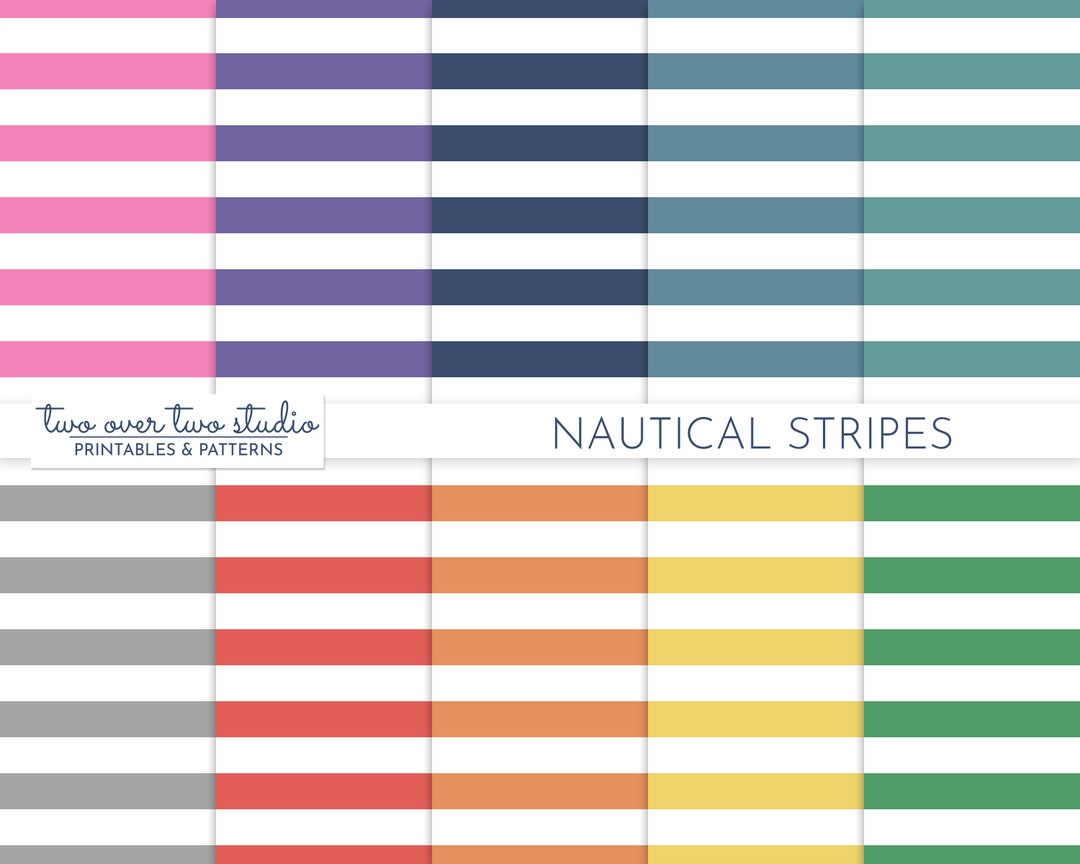 Striped Digital Paper, Preppy Stripe Pattern, Commercial Use, Nautical ...