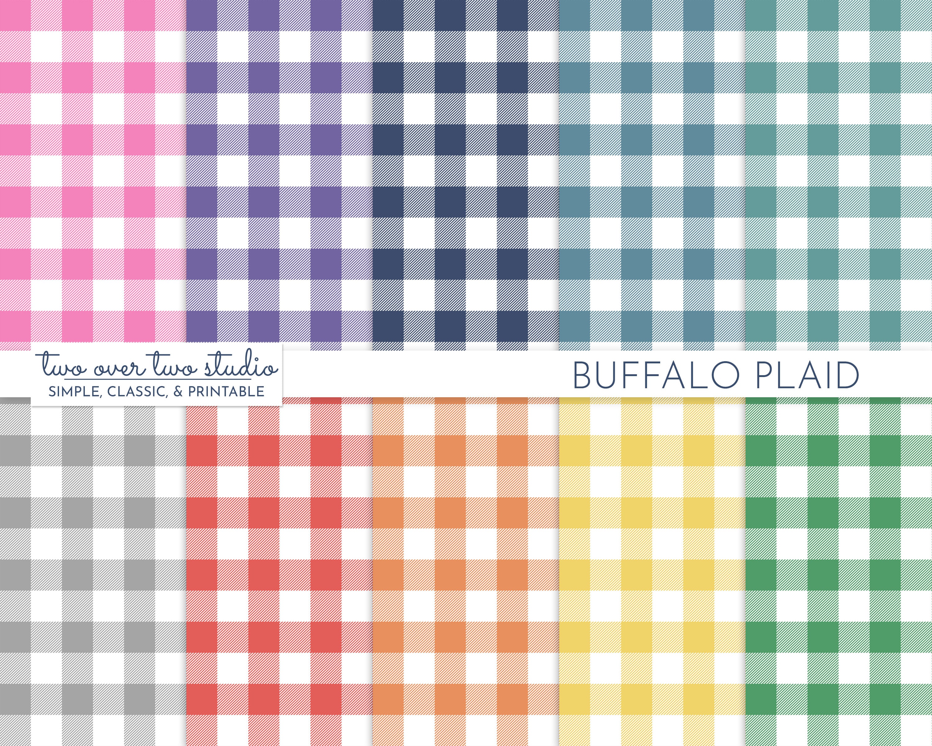 Buffalo Plaid Digital Paper, Preppy Check Pattern, Commercial Use ...