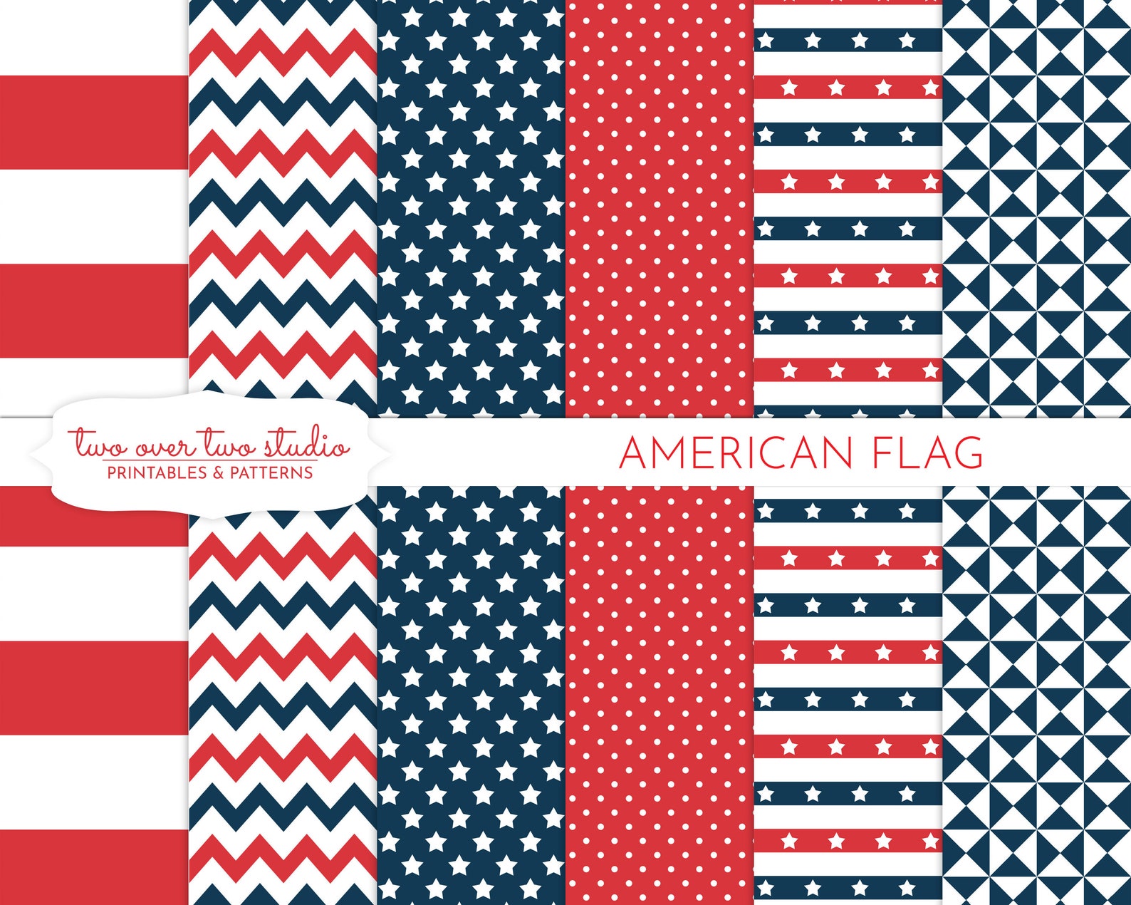 American Flag Digital Paper, Independence Day, Patriotic, Fourth of ...