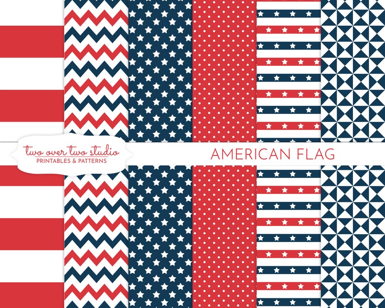 American Flag Digital Paper, Independence Day, Patriotic, Fourth of ...