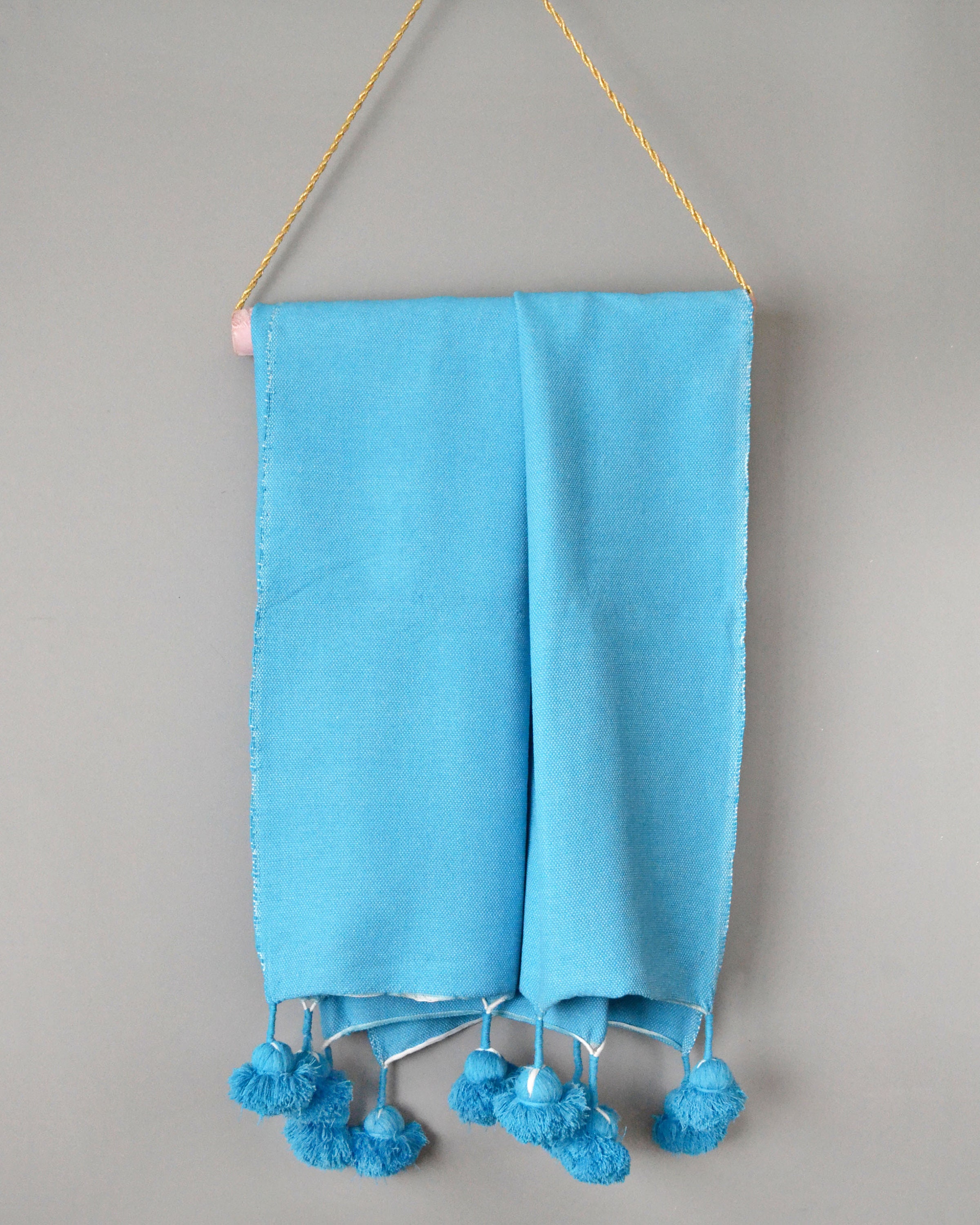 Robin's Egg Blue Cotton Pom Pom Throw / Blue Pom Pom Throw / Moroccan ...