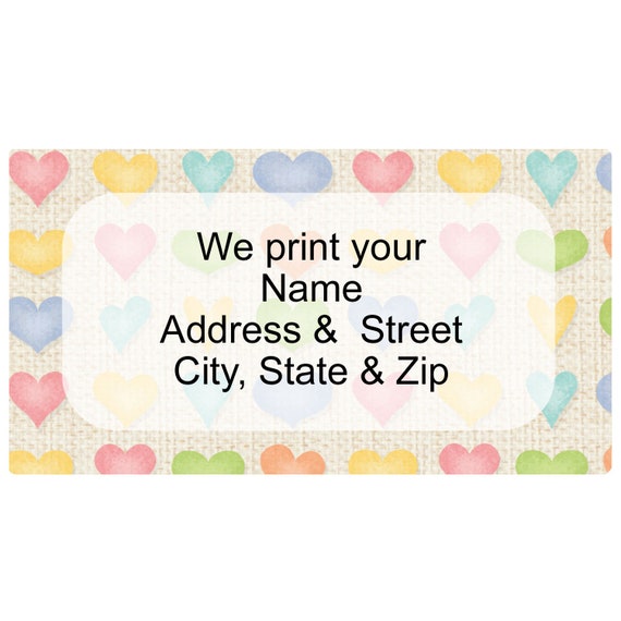 Colorful Heart Address Label Personalized Address Label | Etsy