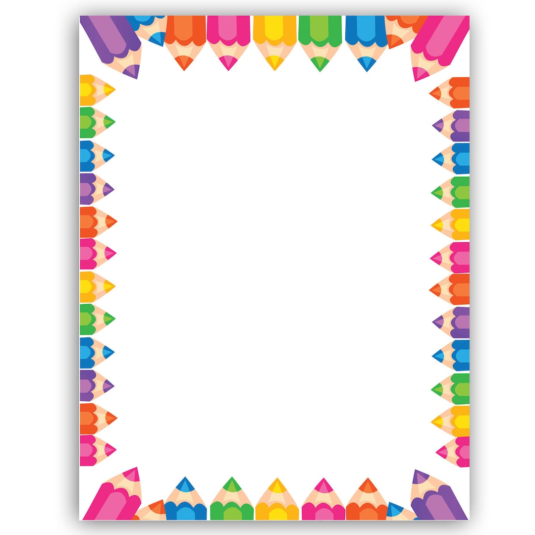 Colored Pencil Border School Stationery - Teacher Letterhead -8.5 X 11 ...