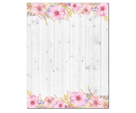 Rustic Stationery Rustic Wood Floral Letterhead 8.5 X 11 - Etsy