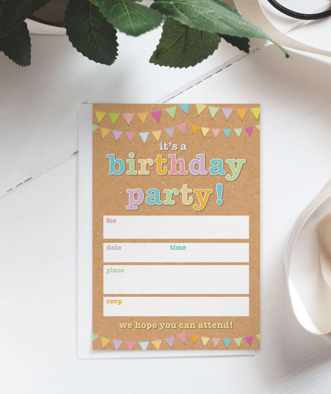 Rustic Happy Birthday Fill-in Party Invitation - 25 Invitations ...